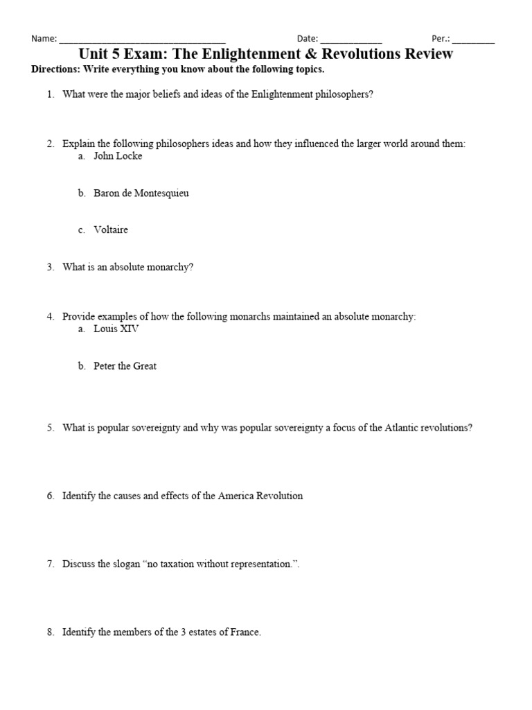 The Enlightenment & Revolutions Review-1 | PDF