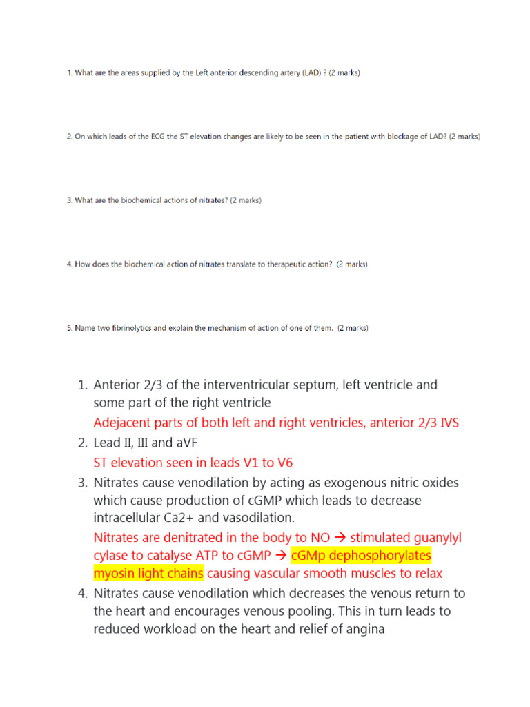 Elearn SAQ Practice | Download Free PDF | Vasodilation | Thrombus
