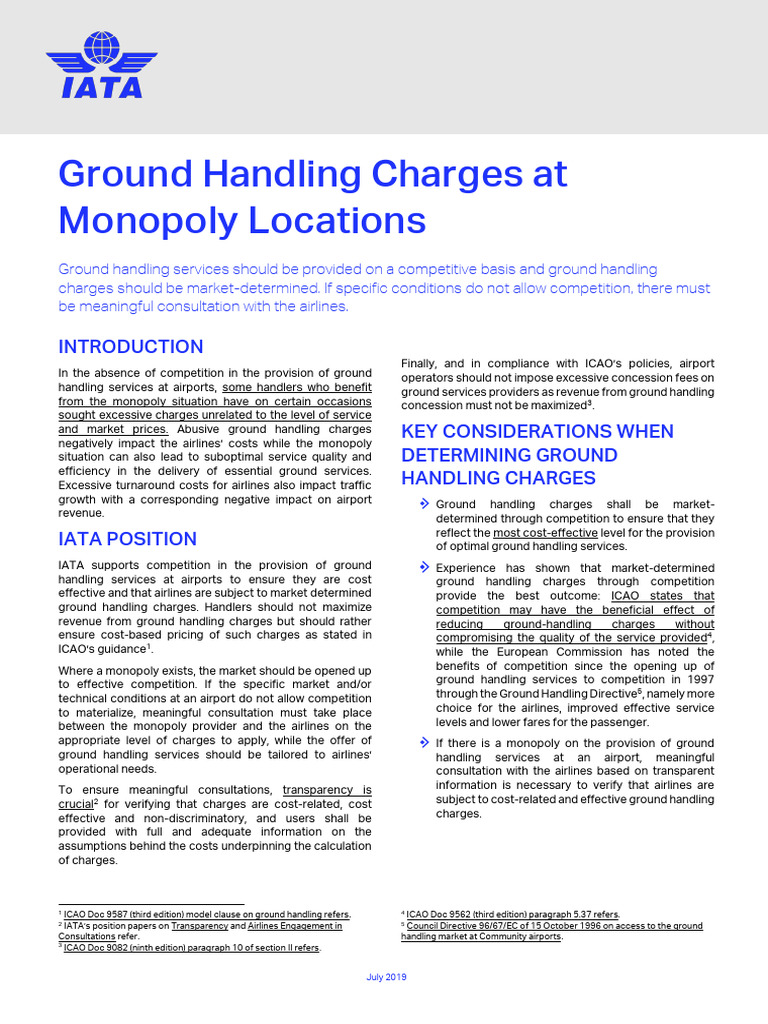 Ground Handling Charges in Monopoly Airports | PDF | Monopoly | Airport