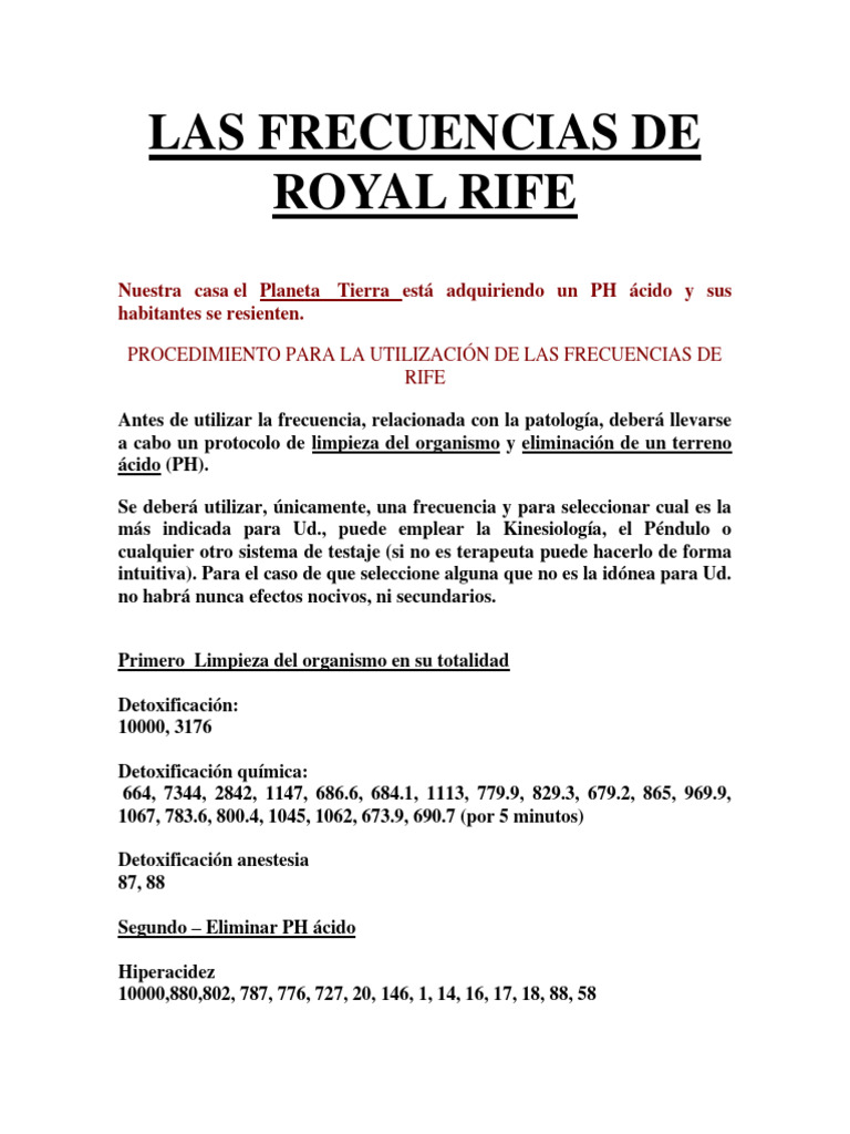 Las Frecuencias de Royal Rife | PDF | Medicina | Causas de la muerte