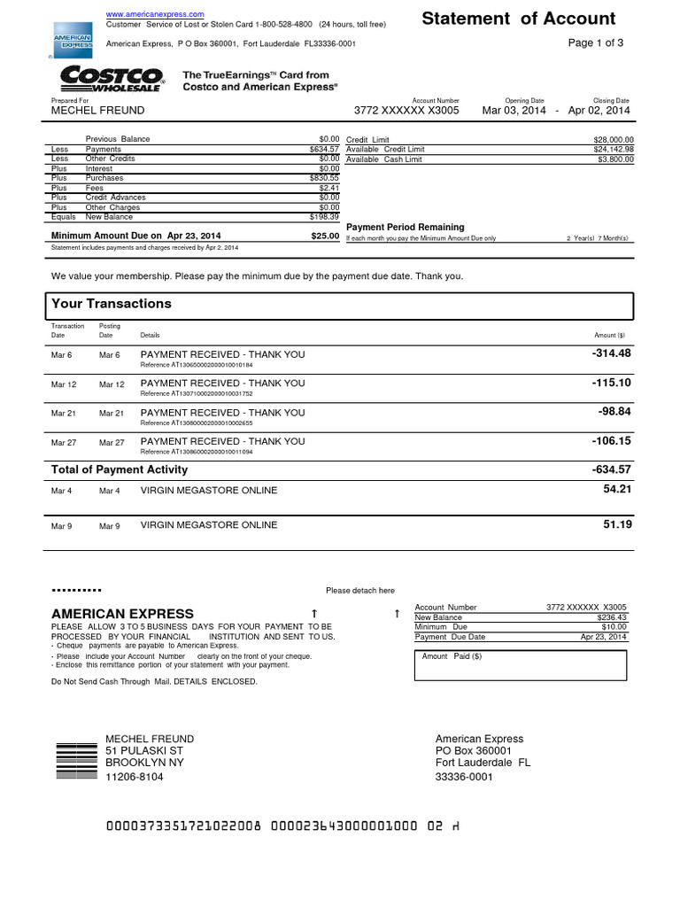 Amex CostCo Mechel Freund | PDF | Credit Card | American Express