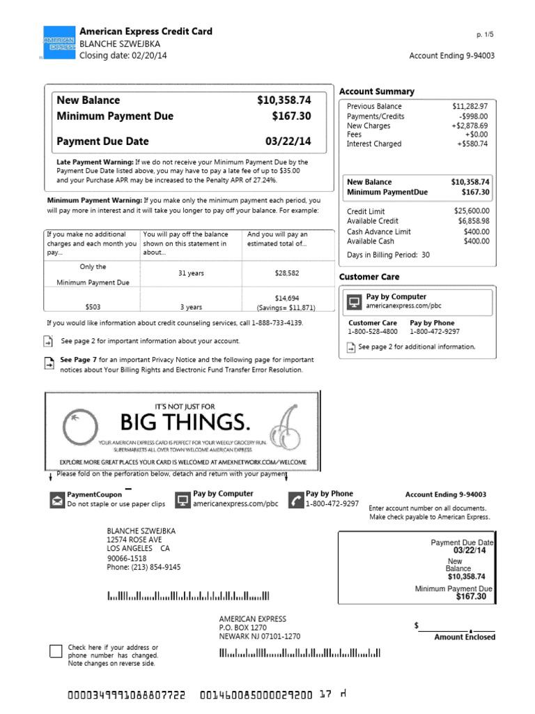 American Express Statement Overview | PDF | Credit Card | Payments