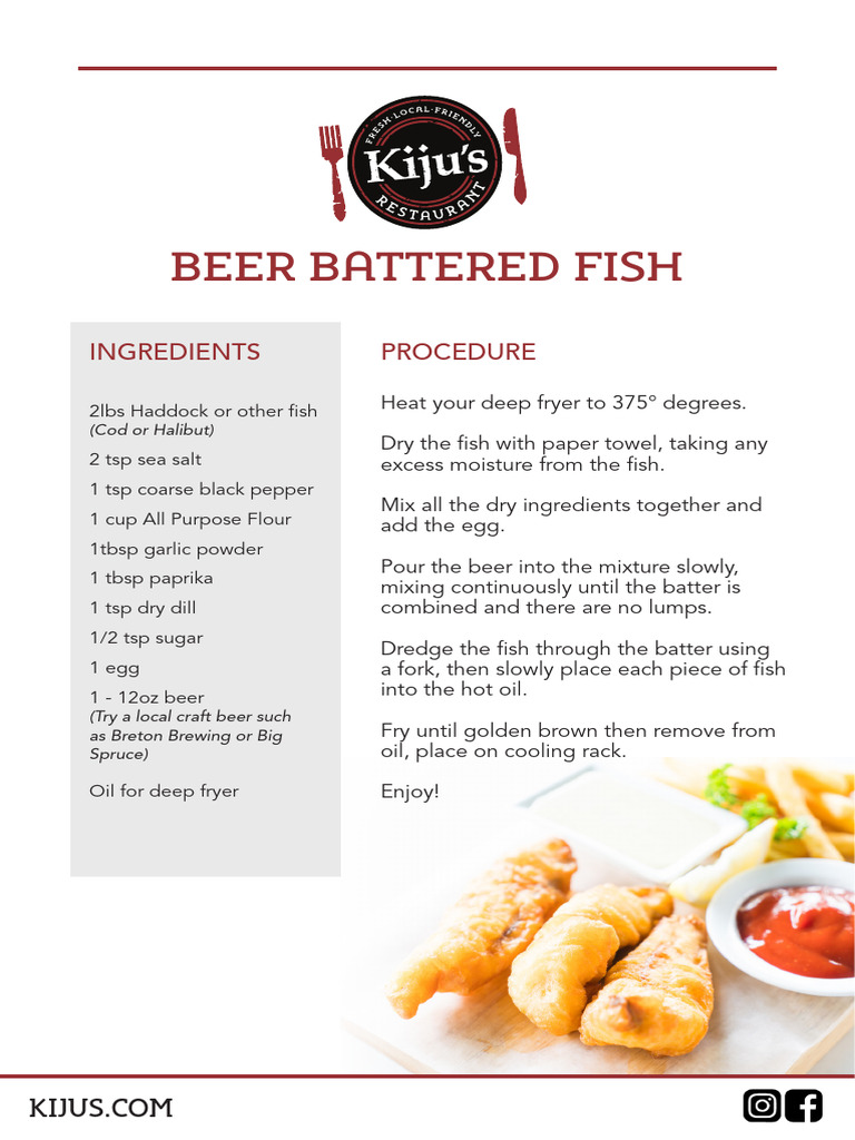 Beer Battered Fish Recipe | PDF | Cooking, Food & Wine | Wellness