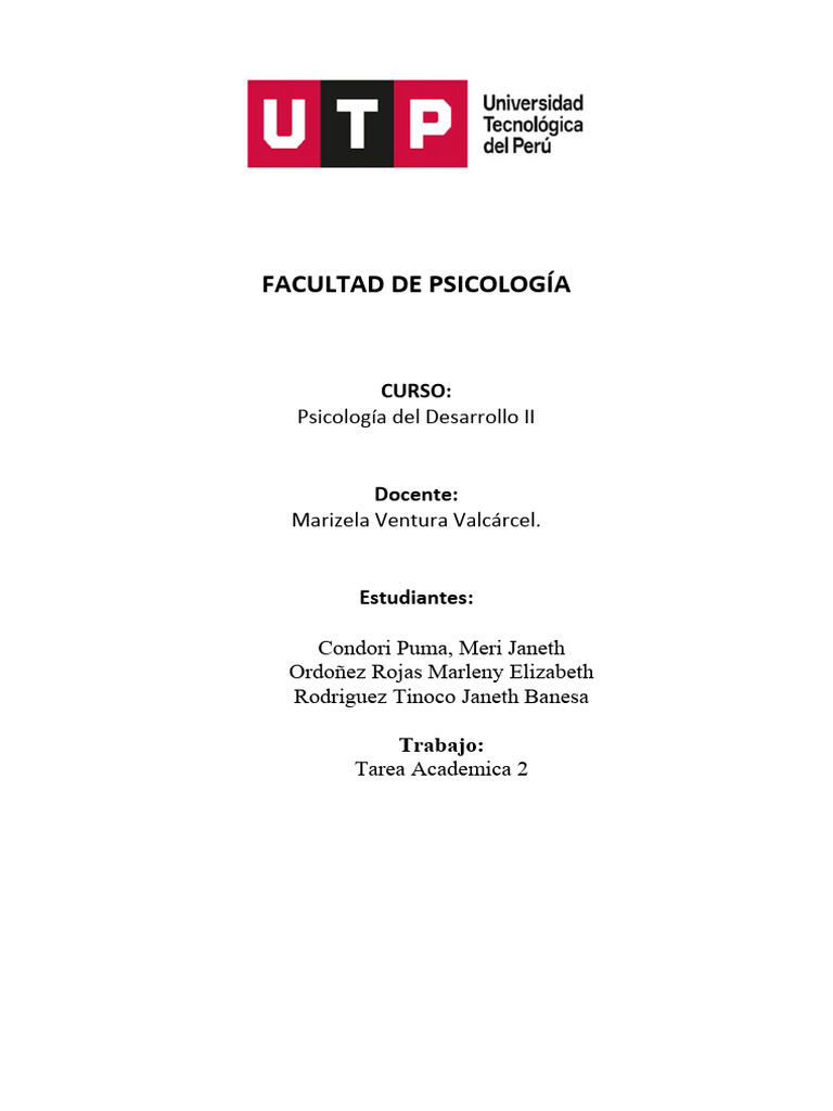 Psicología Del Desarrollo Ii - Ta2 | PDF | Amor | Amistad