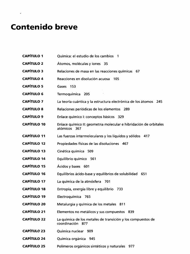 Contenido Del Libro de Quimica Chang | PDF
