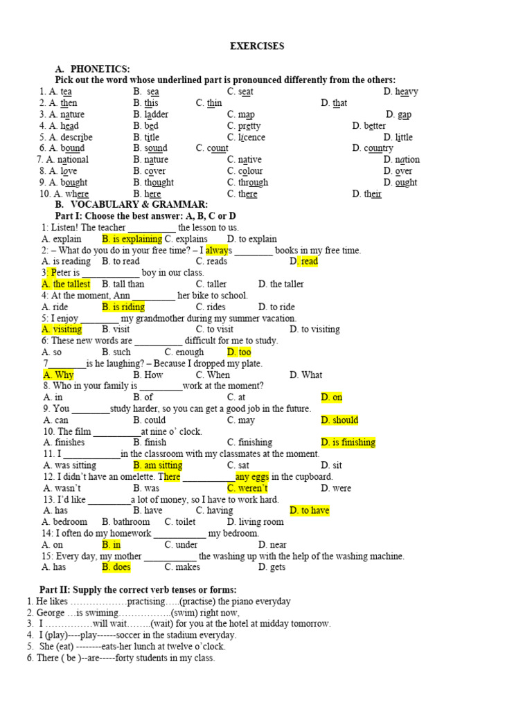 Exercises More | Download Free PDF | Second Language | Vocabulary