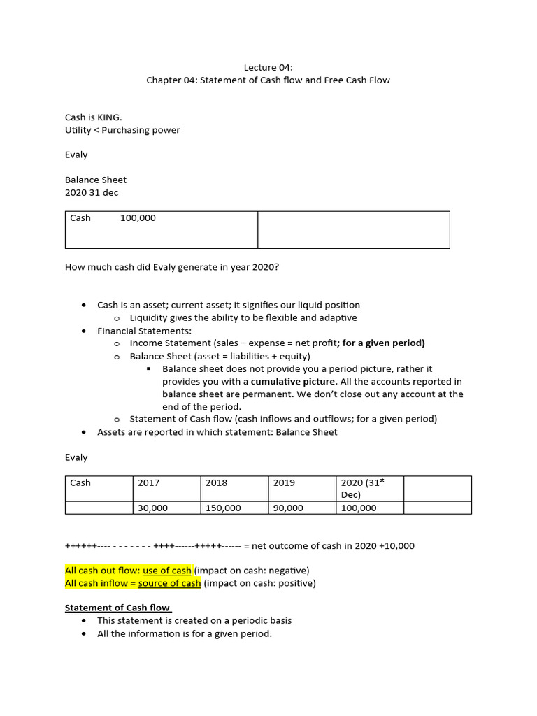 Lecture 04 | PDF | Free Cash Flow | Working Capital