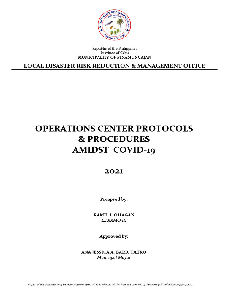 3.1 LDRRMO OPCEN PROTOCOLS AND PROCEDURES Amidst COVID19 | PDF ...