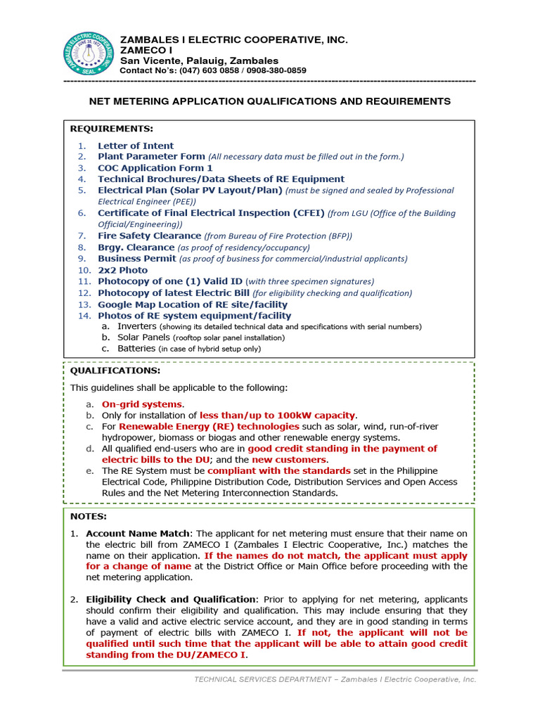 Net Metering Application Qualifications and Requirements | Download ...