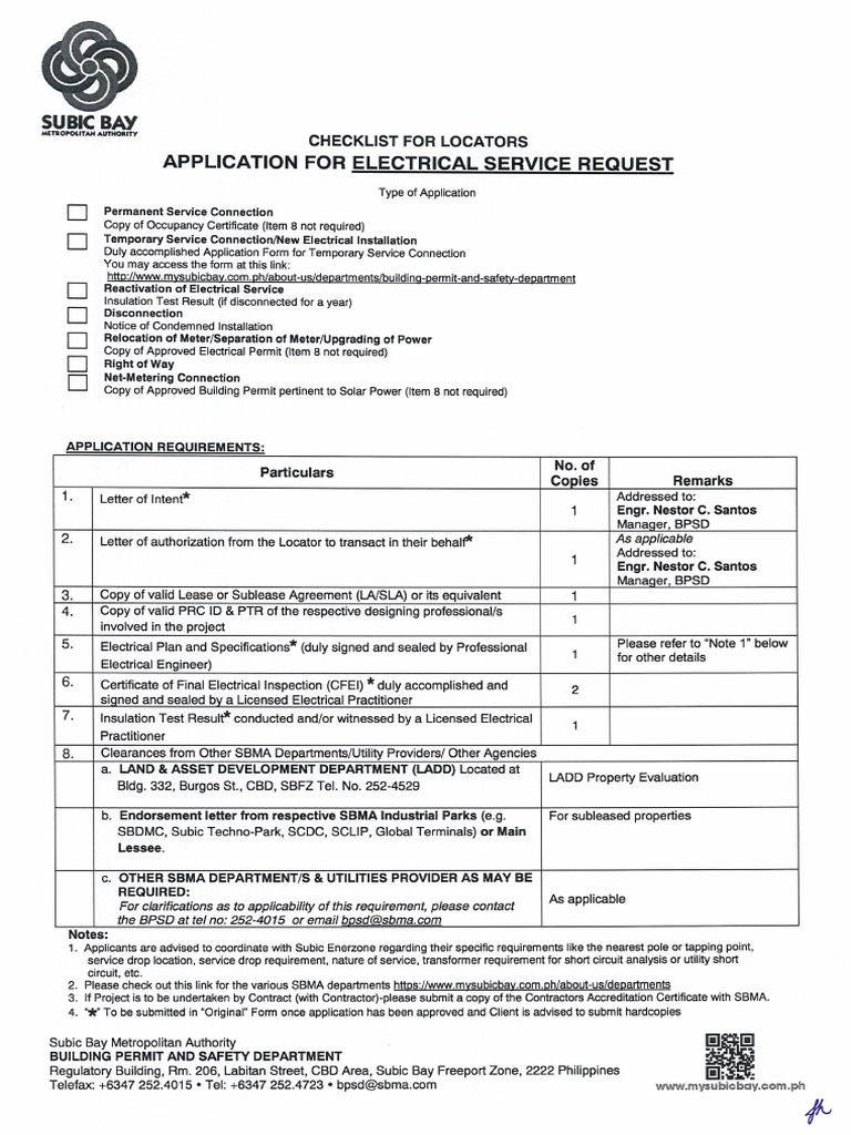 Checklist For Locators - Application For Electrical Service Request | PDF