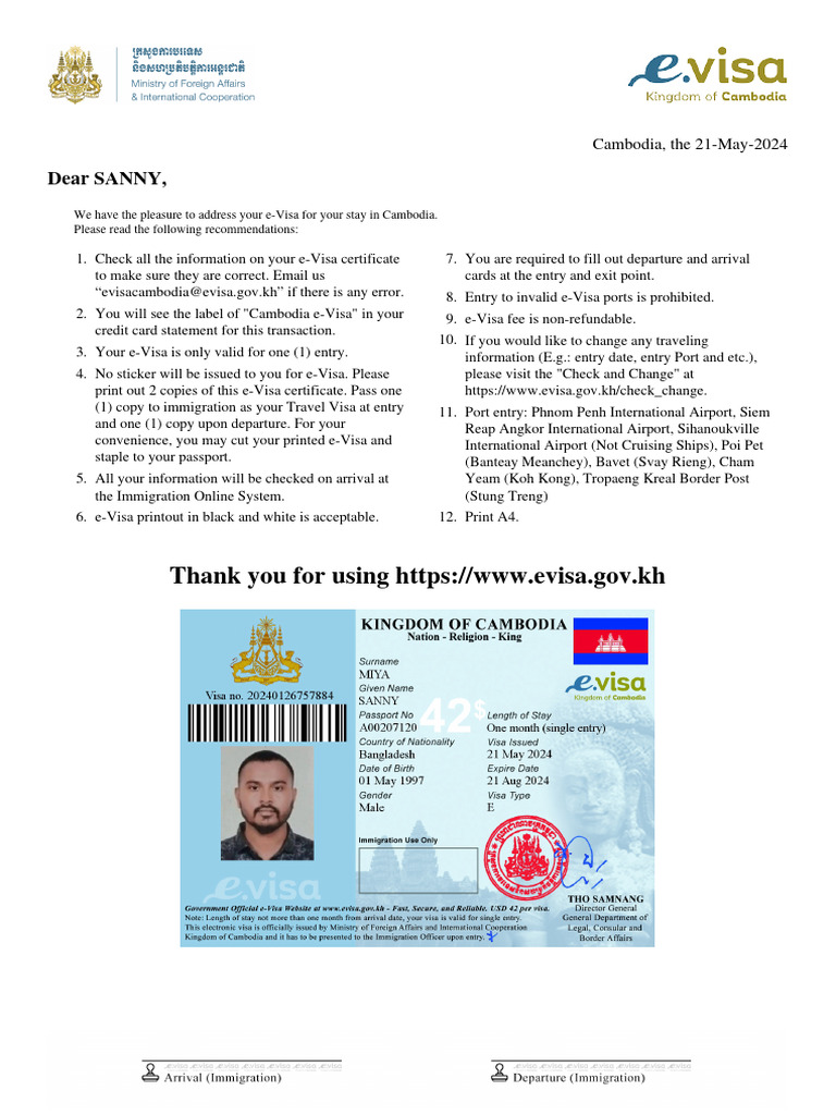 E-Visa Certificate A00207120 | PDF