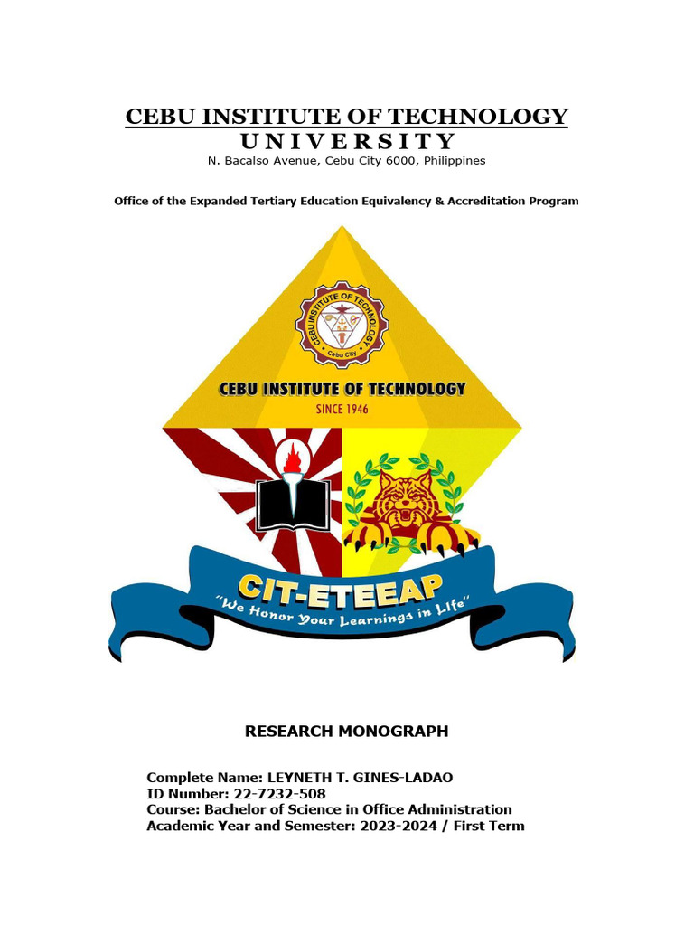 Research Monograph - Leyneth Gines-Ladao - Bsoad | PDF | Performance ...