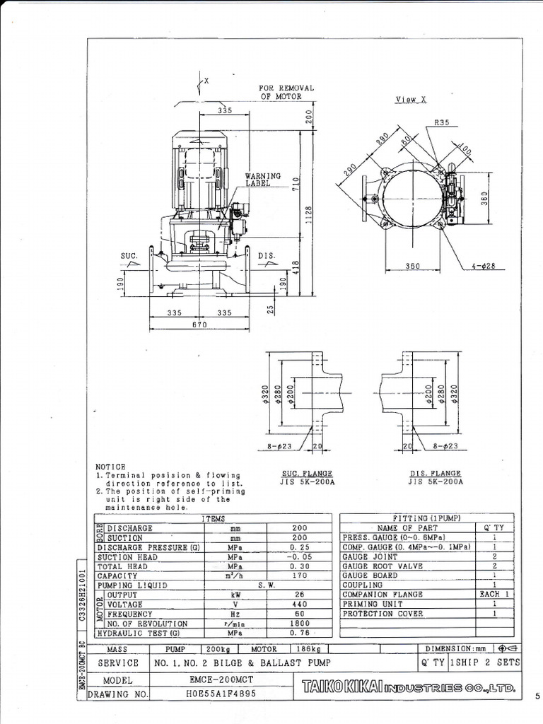 Bilge and Ballast Pumps Drawing | PDF