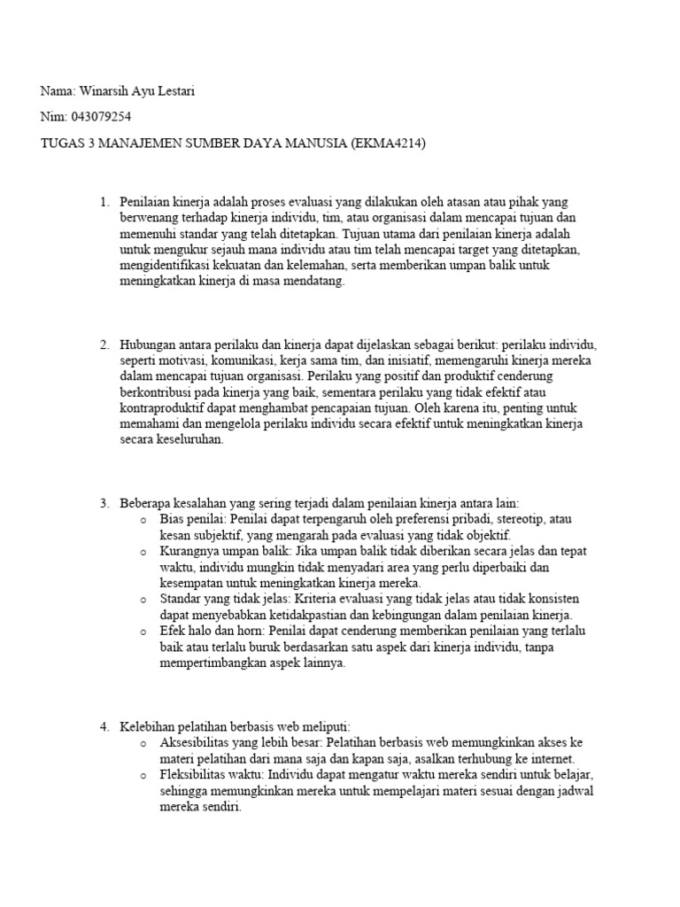 Tugas3 Manajemen SDM | PDF | Karier & Perkembangan | Bisnis