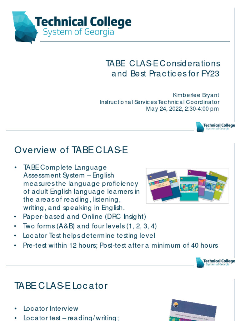 TABE CLAS E Considerations and Best Practices For FY23 | PDF | English ...