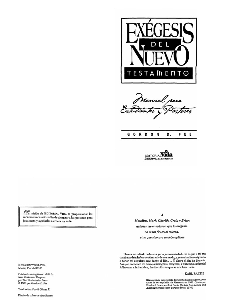 Exegesis Del Nuevo Testamento - Gordon Fee | PDF