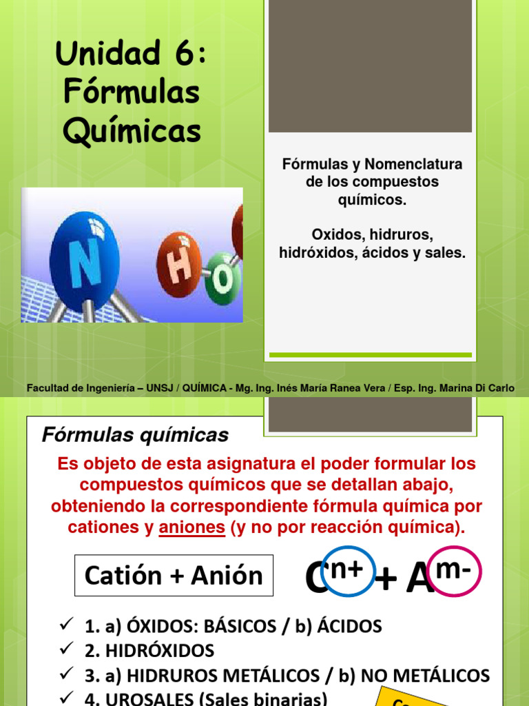 2024 - Unidad 6 - Formulas Quimicas | Descargar gratis PDF | Óxido ...