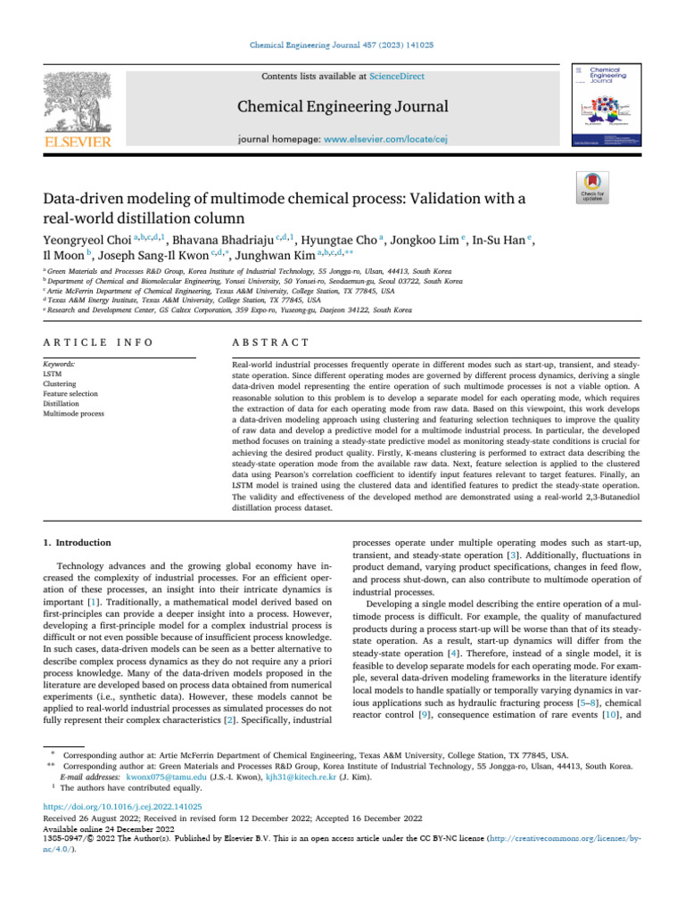 Data Driven Modeling Of Multimode Chemical Process Validation With A