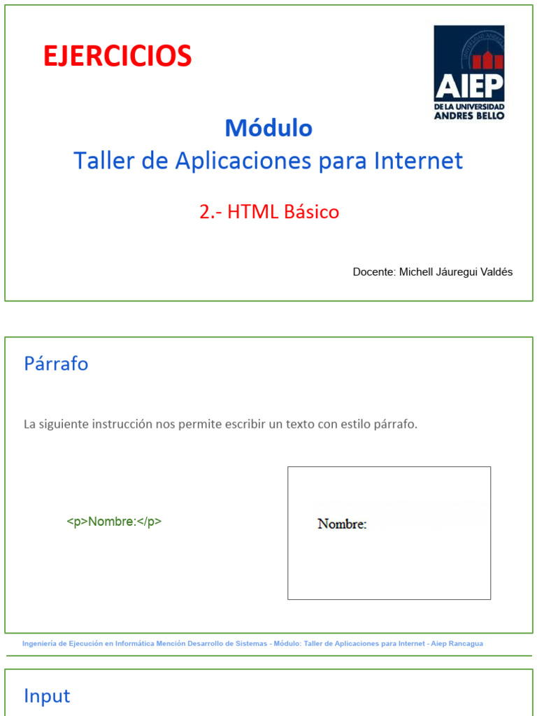 Taller de Aplicaciones para Internet - Ejercicios 2 | PDF | Informática | Software de la aplicacion
