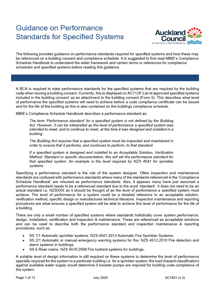 Performance Standards for Specified Systems | PDF | Elevator | Fire Sprinkler System