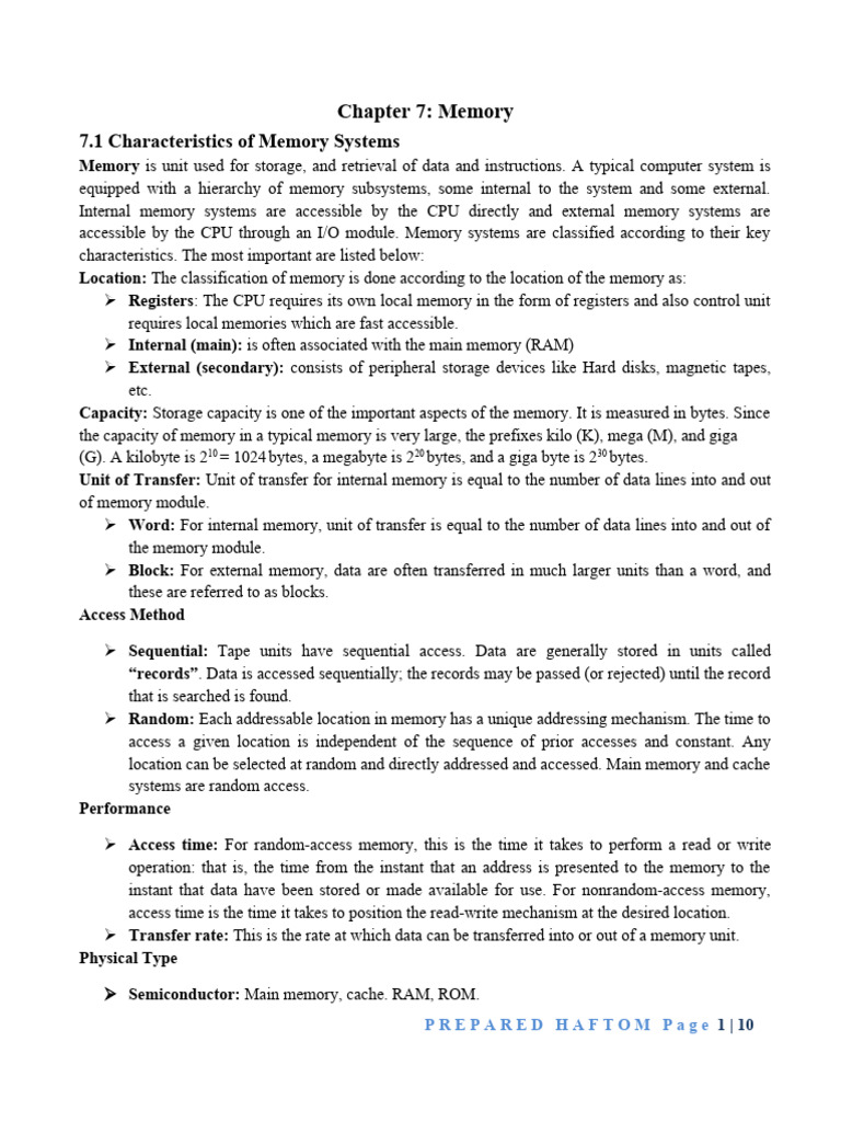 Chapter 7 Memory Organization | PDF | Computer Data Storage | Random Access Memory