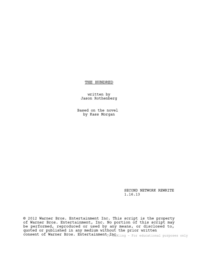 The 100 1x01 - Pilot - Jason Rothenberg | PDF