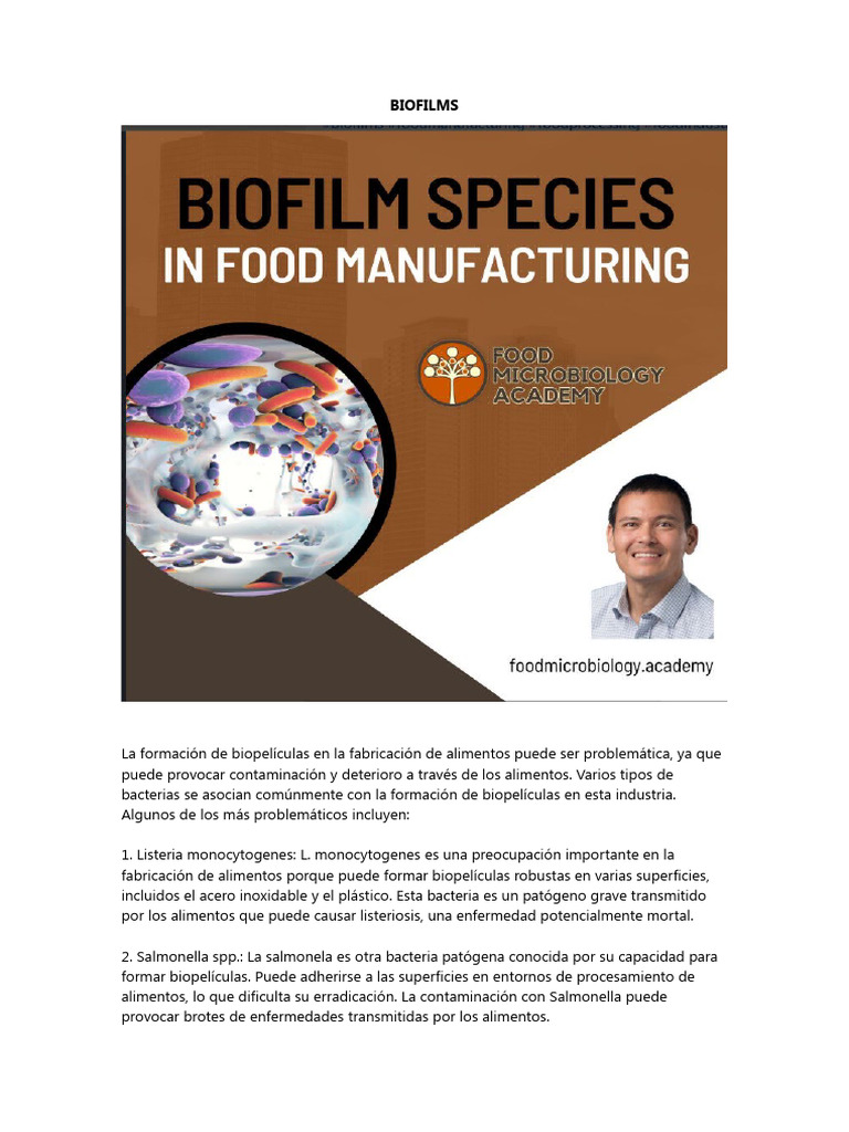 BIOFILMS | PDF | Las bacterias | Alimentos