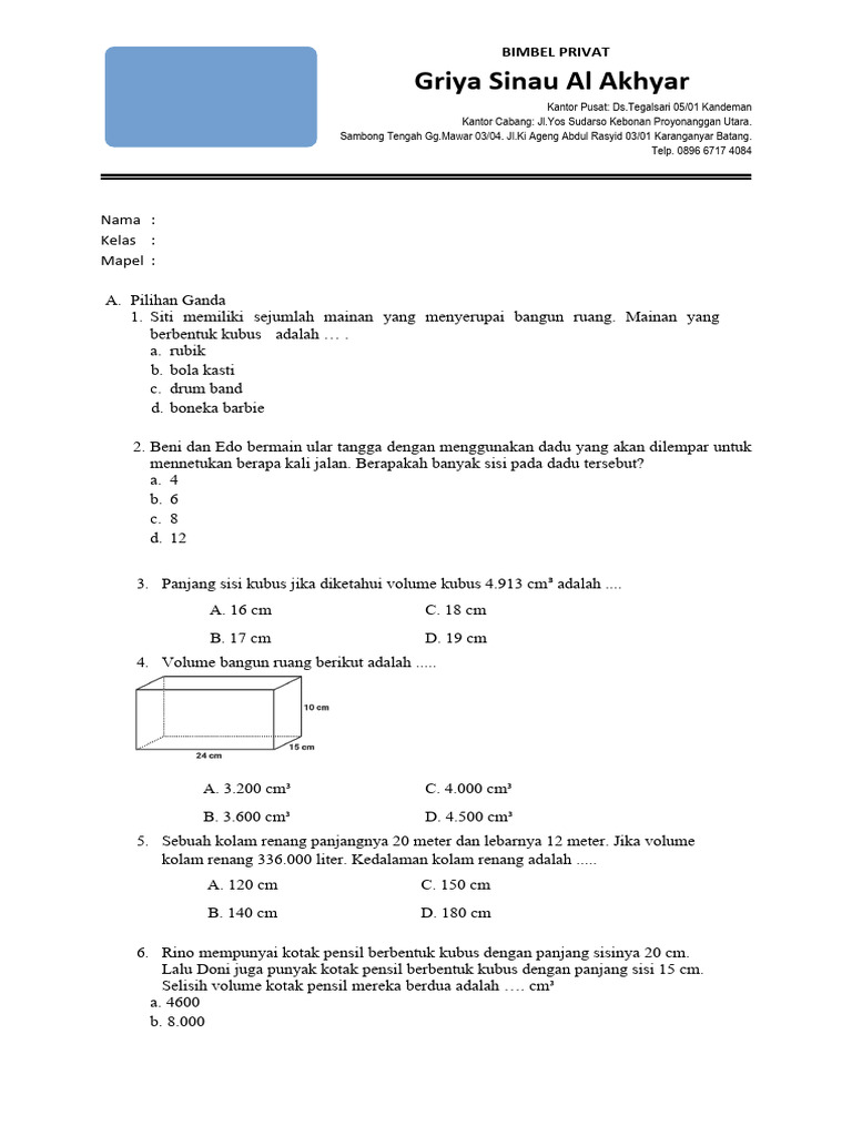 Soal PAT Matematika Kelas 5 | PDF