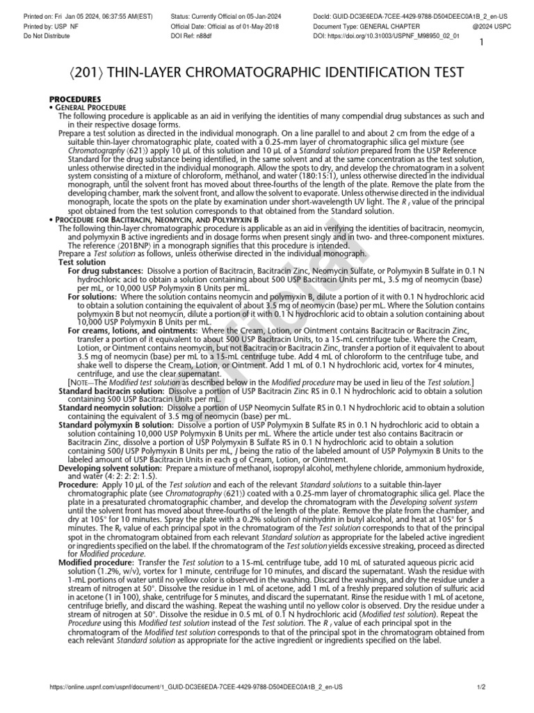 201 Thin-Layer Chromatographic Identification Test | PDF | Thin Layer ...