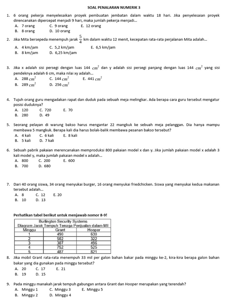 Soal Penalaran Numerik 3 | PDF