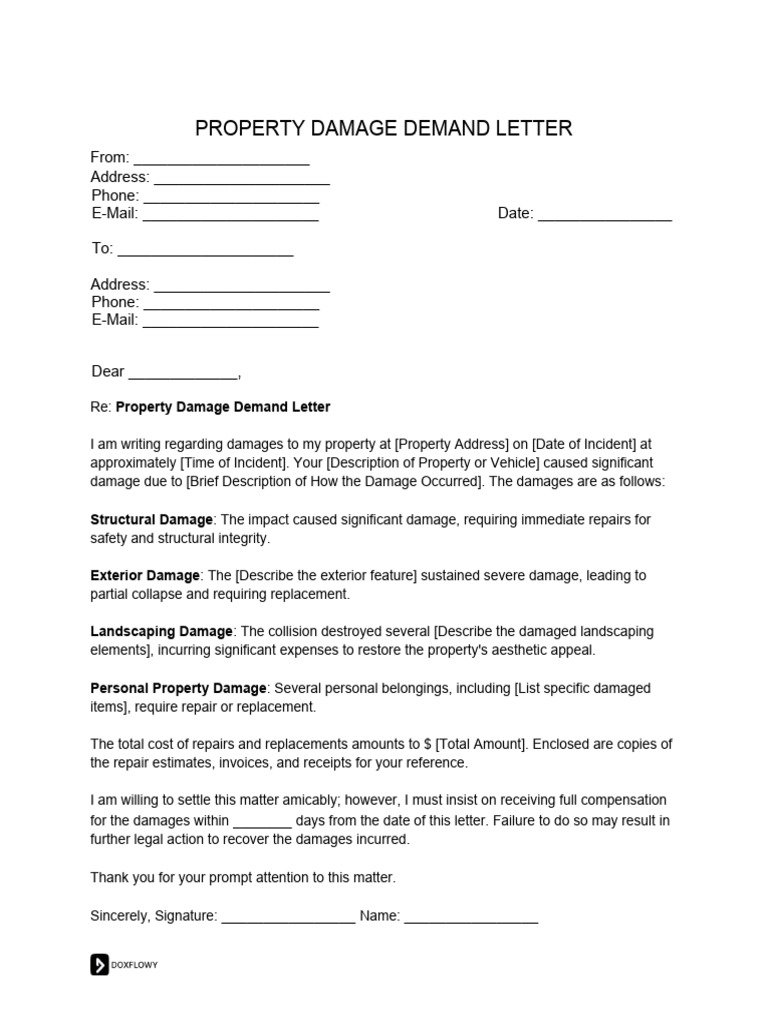 Property Damage Demand Letter | PDF | Finance & Money Management | Law
