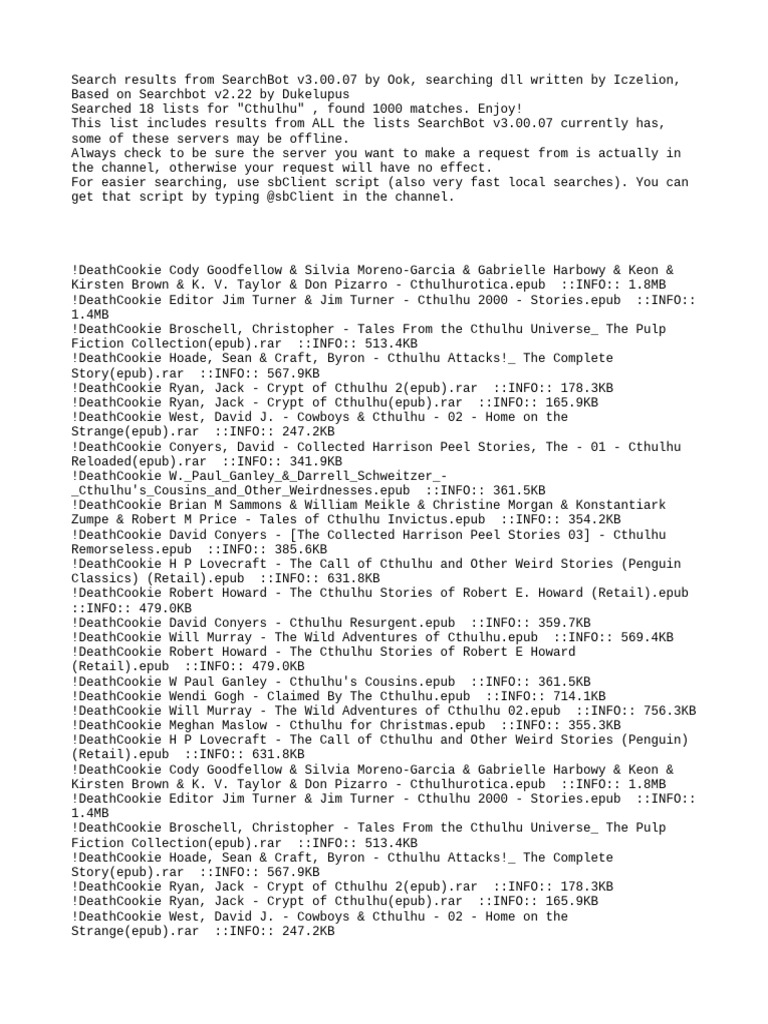SearchBot - Results - For - Cthulhu | PDF | Cthulhu | Cthulhu Mythos