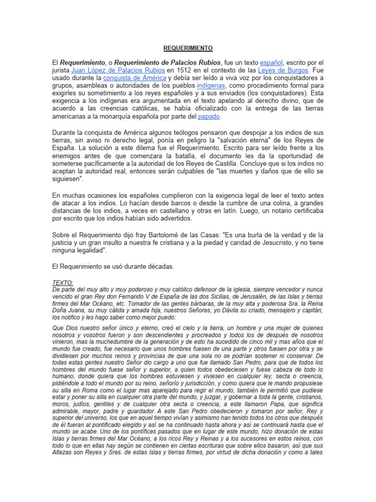 El Requerimiento: Sometimiento y Fe | PDF