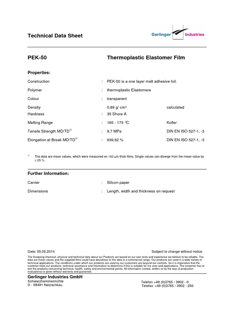 TDB Pek50 en | PDF | Materials | Physical Sciences