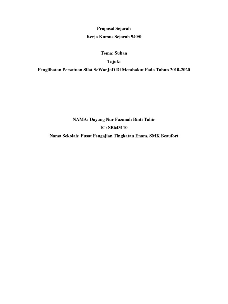 Proposal Sejarah | PDF