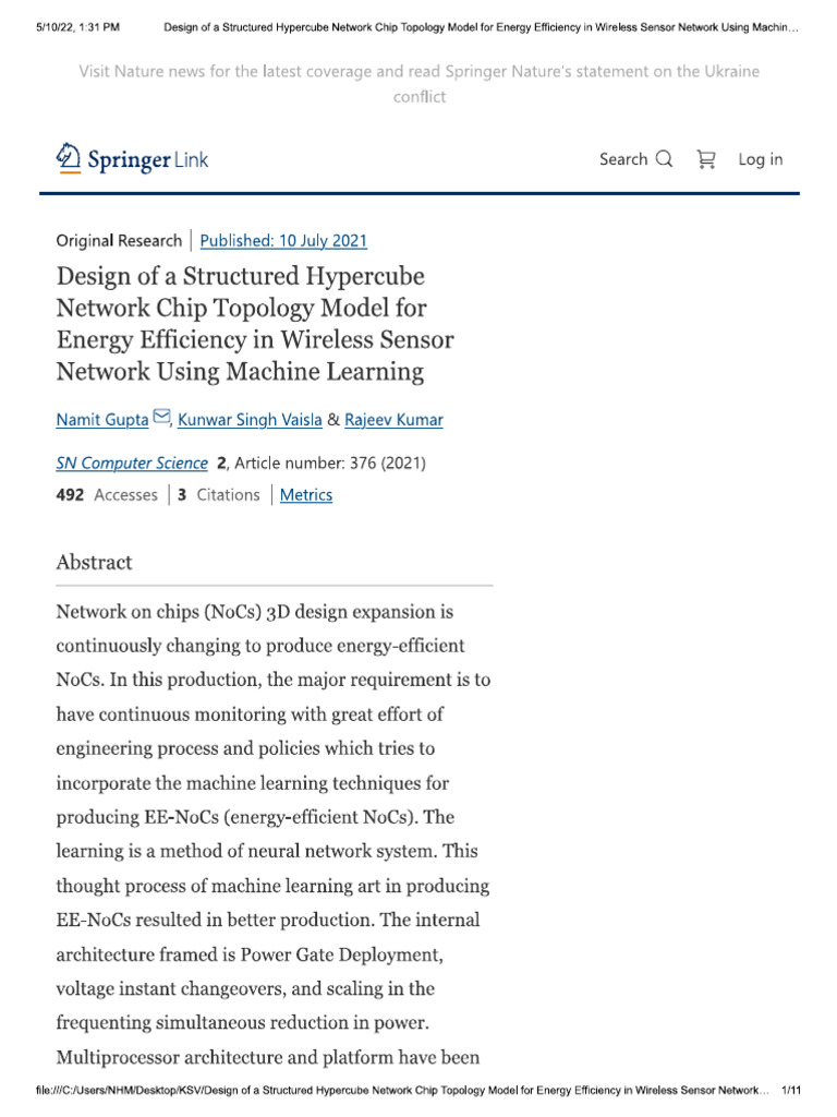 05 - 2021 - Design of A Structured Hypercube Network Chip Topology Model For Energy Efficiency ...