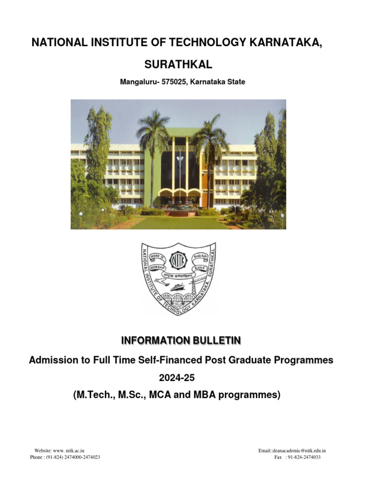 Information Bulletin 2024 - Admission To Self Financed PG Programs | PDF | Engineering ...