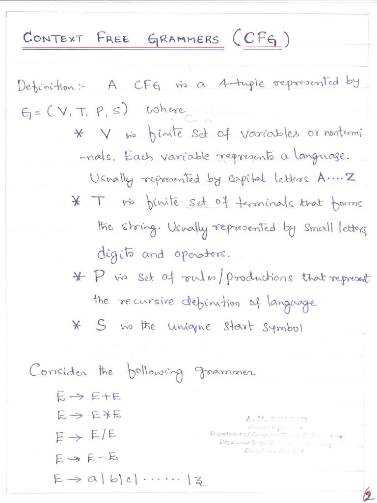 Atfl Unit 3 CFG Introduction | PDF
