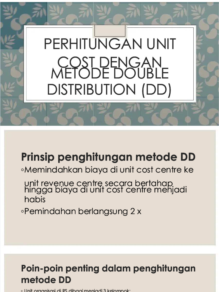 PDF Perhitungan Unit Cost Dengan Metode Double Distribution DD ...