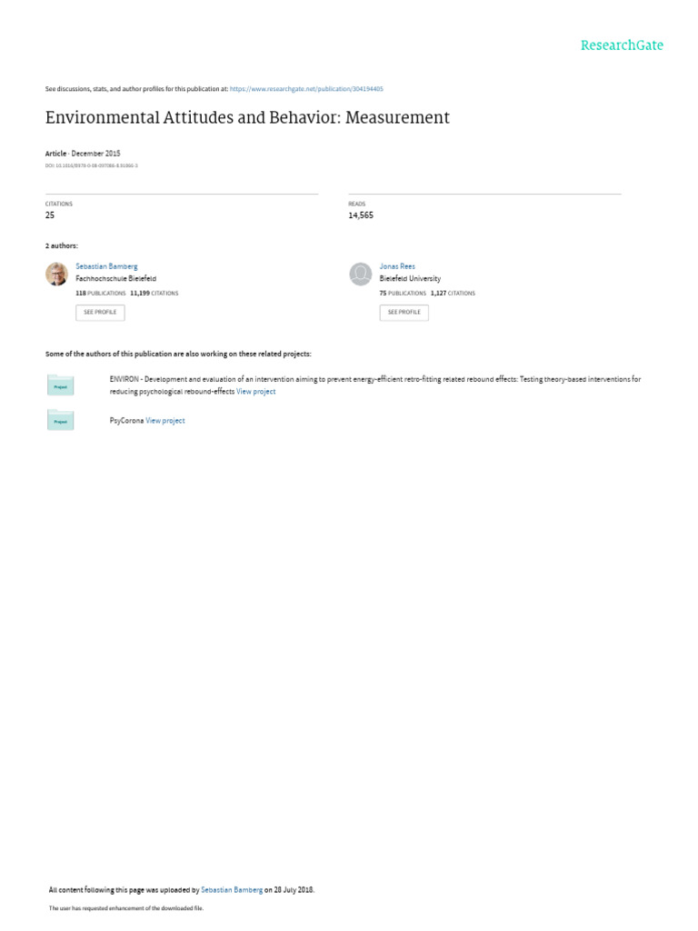 Environmental Attitudes and Behavior Measurement | PDF | Survey ...