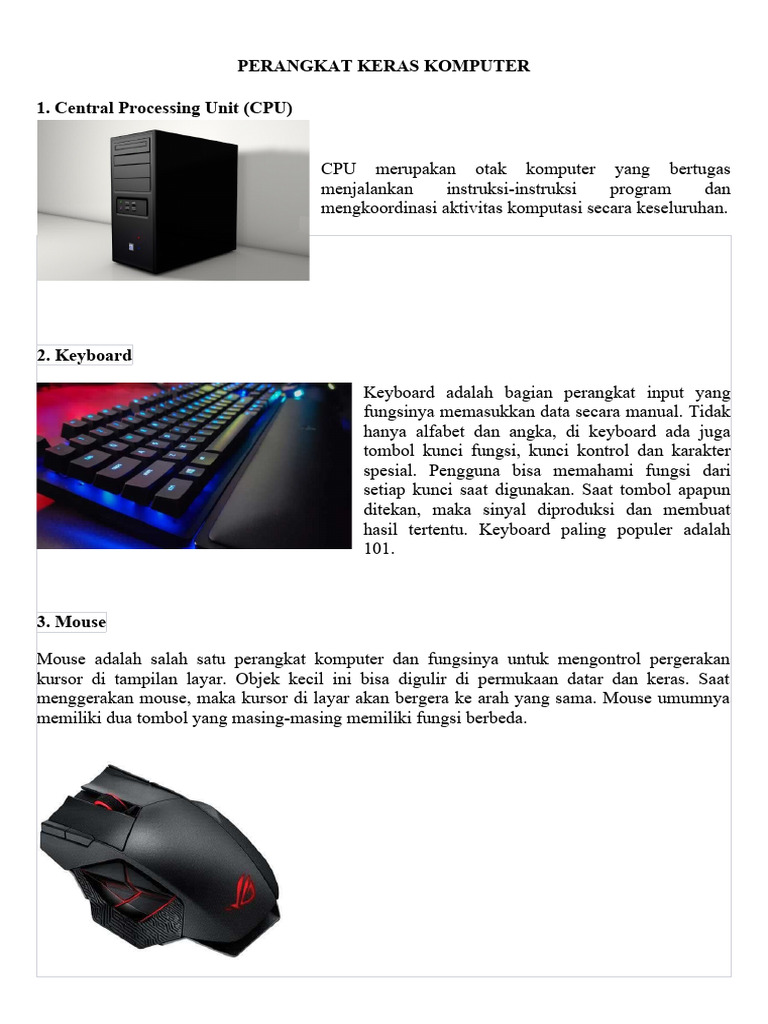 Mengenal Perangkat Keras Komputer | PDF