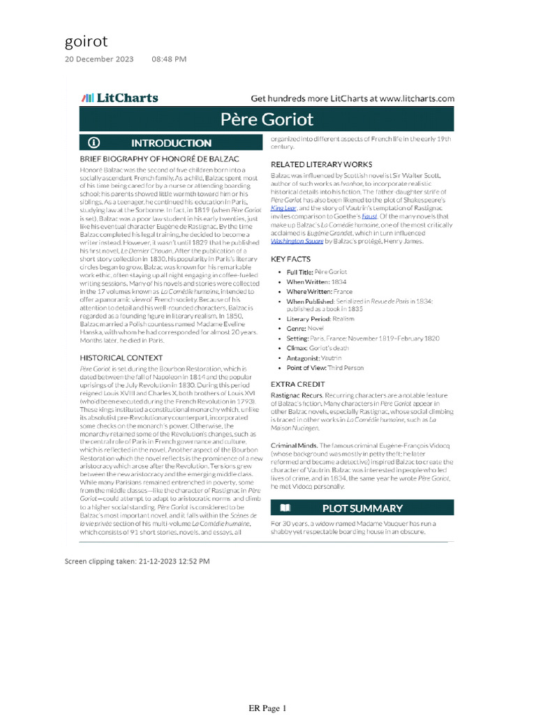 Goirot Lit Chart | PDF