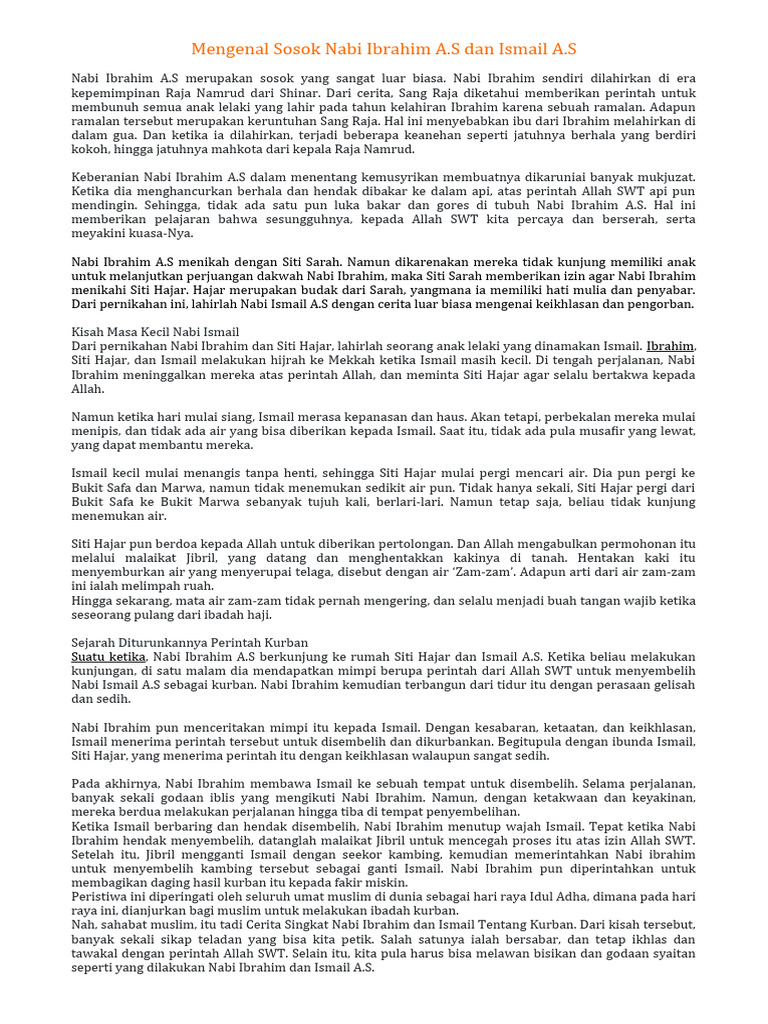 Kisah Keteladanan Nabi Ibrahim A | PDF