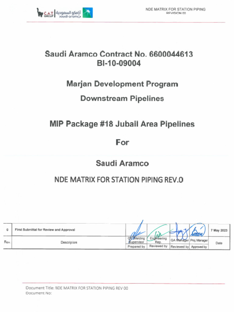 Nde Matrix For Station Piping Rev. 0 | PDF