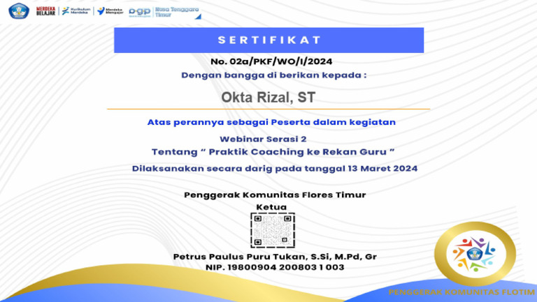 1b Sertifikat Praktik Coaching Ke Rekan Guru Pdf