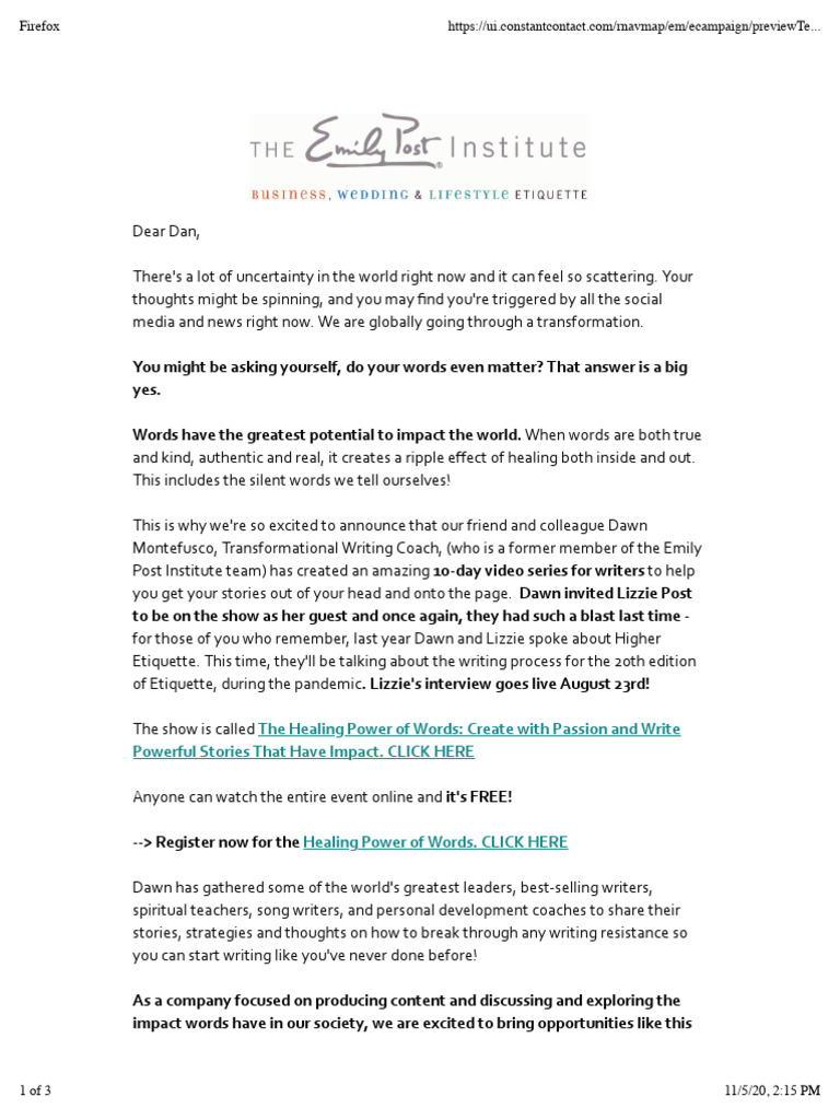 The Healing Power of Words (FREE Writing Series) | PDF | Human ...