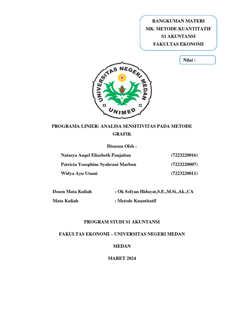 Bab 3 Programa Linier Analisa Sensitivitas Pada Metode Grafik | PDF