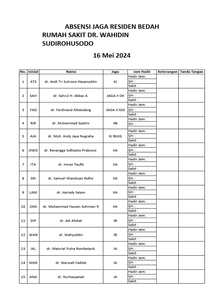Absen 16 Mei 2024 | PDF