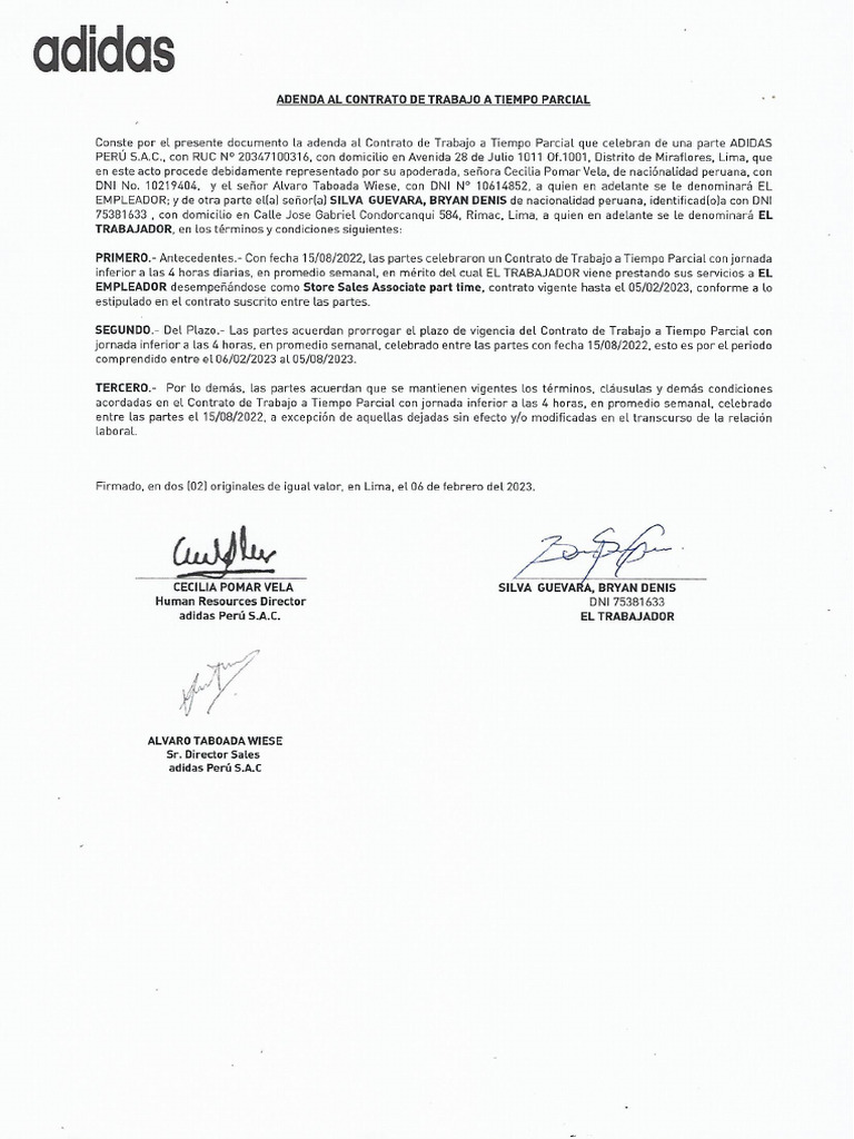 Contrato Adidas Bryan | PDF