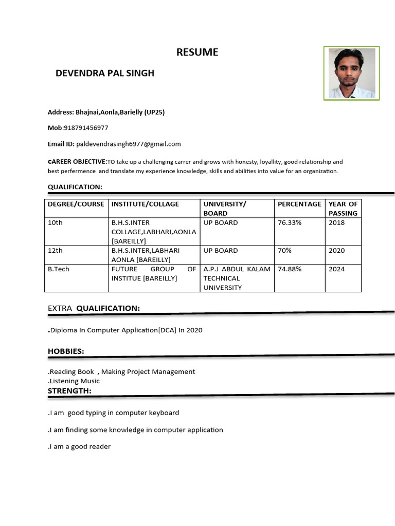 Resume: Devendra Pal Singh | PDF